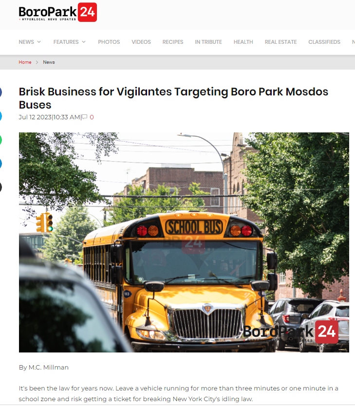 Brisk Business for Vigilantes Targeting Boro Park Mosdos Buses - July ...